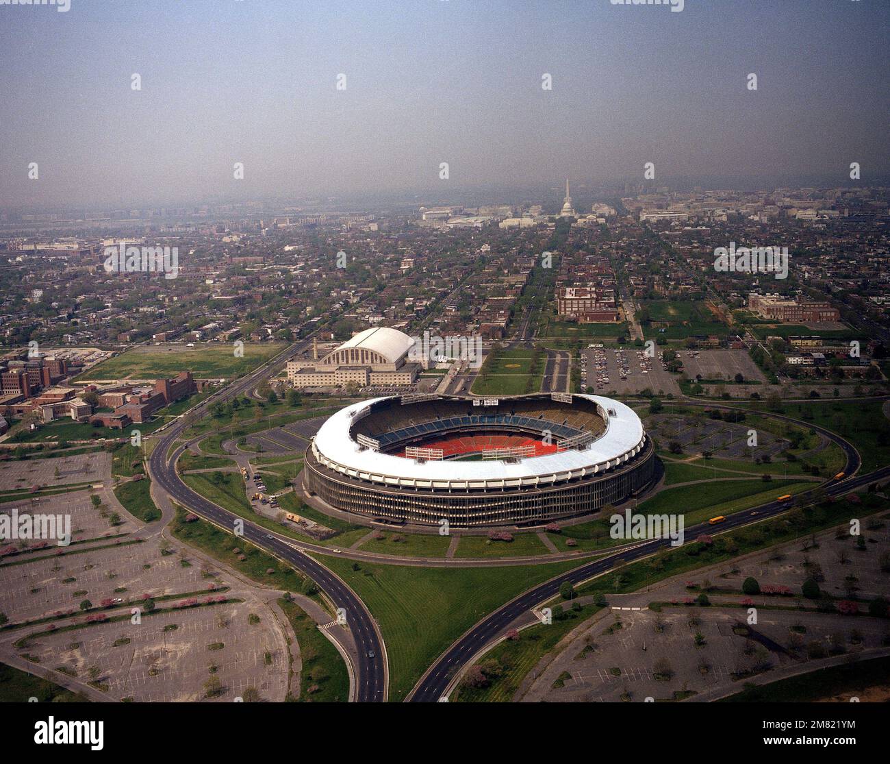 An aerial view of Robert F. Kennedy Memorial Stadium. Base: Washington ...