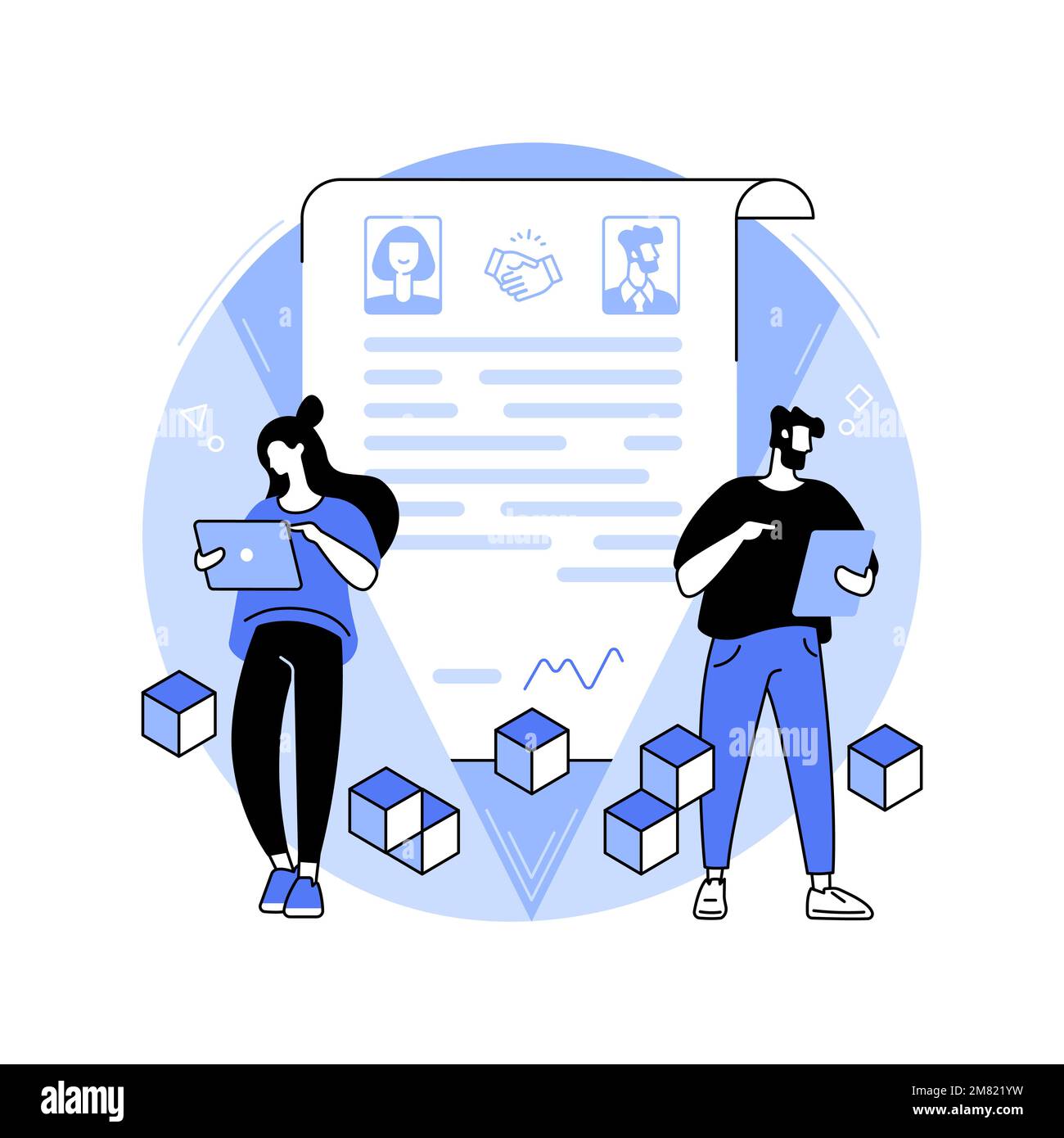 Smart contract isolated cartoon vector illustrations Stock Vector Image ...