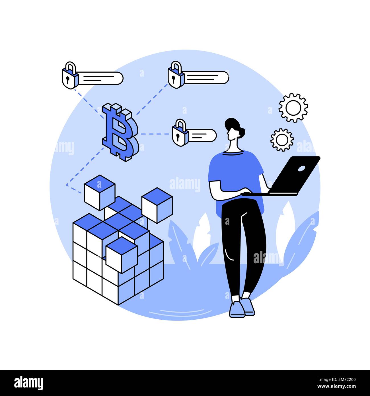 Blockchain tech architect isolated cartoon vector illustrations Stock ...