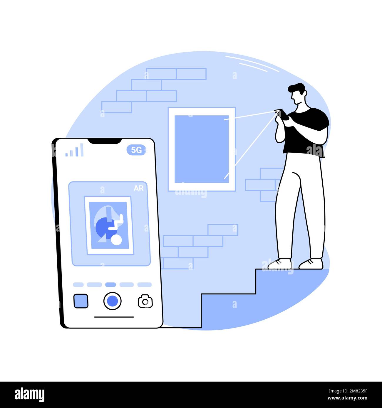 Augmented reality experience with 5G isolated cartoon vector ...