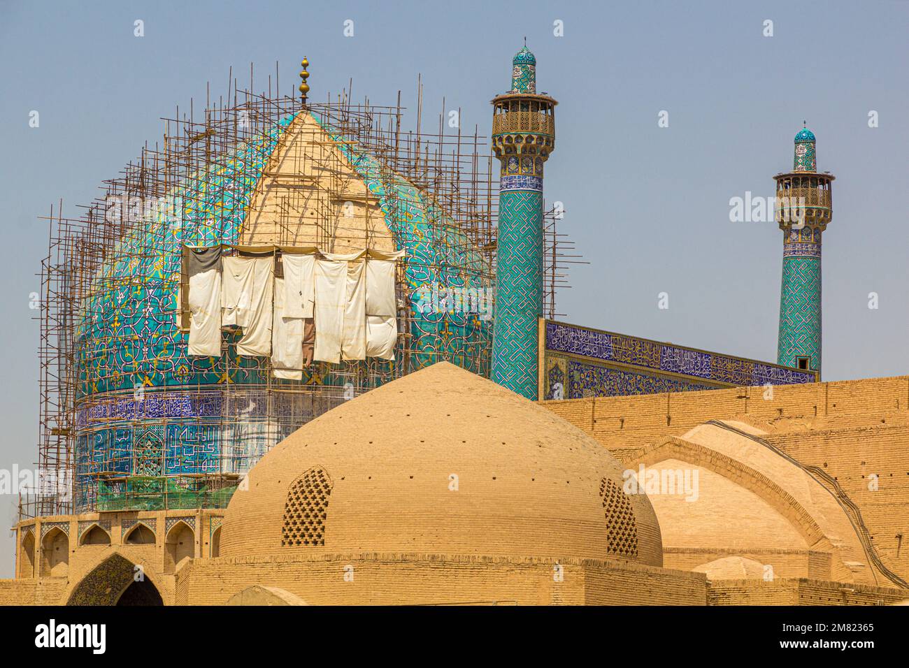 Dome of the Shah Mosque in Isfahan under scaffolding, Iran Stock Photo ...
