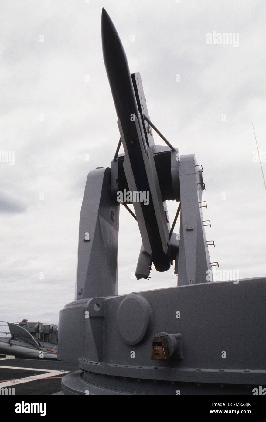 A view of a Standard-2 (SM-2) medium range missile on a Mark 13 ...