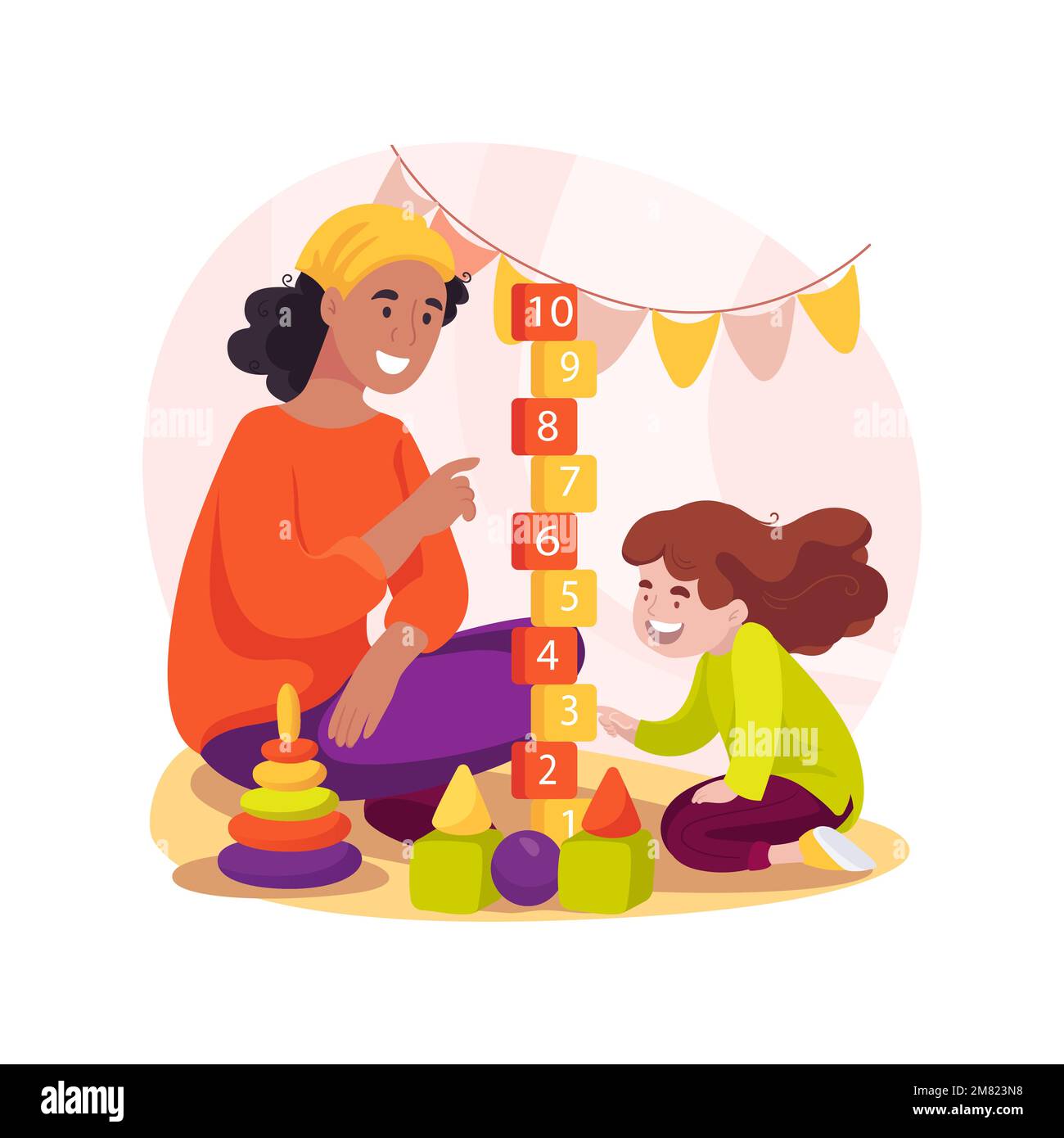 Playing construction game isolated cartoon vector illustration Stock ...