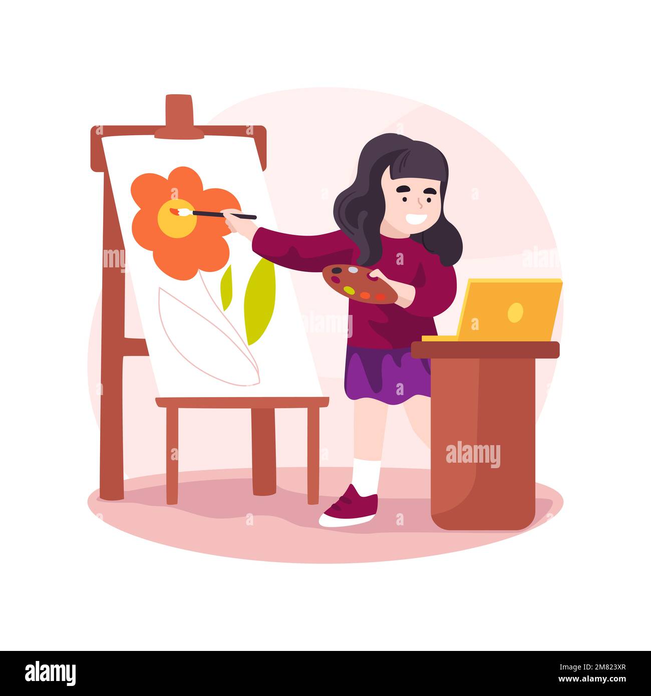 Drawing online class isolated cartoon vector illustration Stock Vector ...