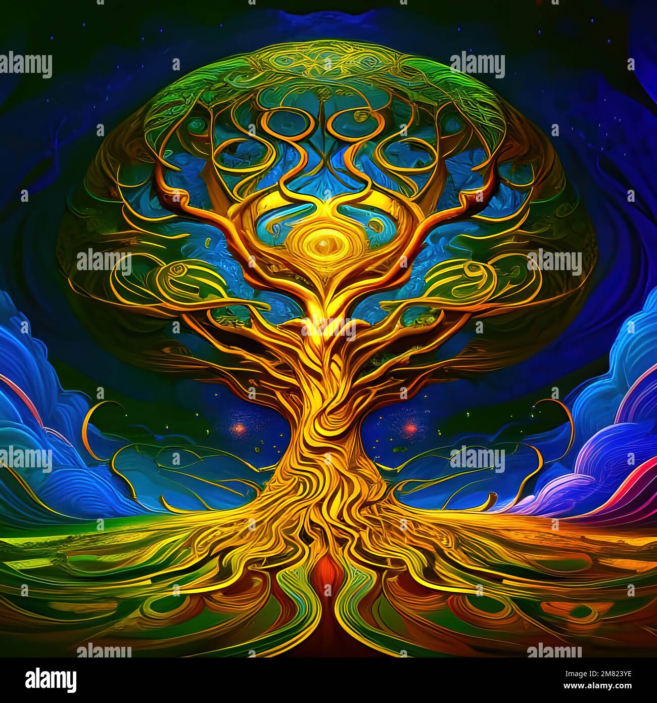 Swirly tree illustration hi-res stock photography and images - Alamy