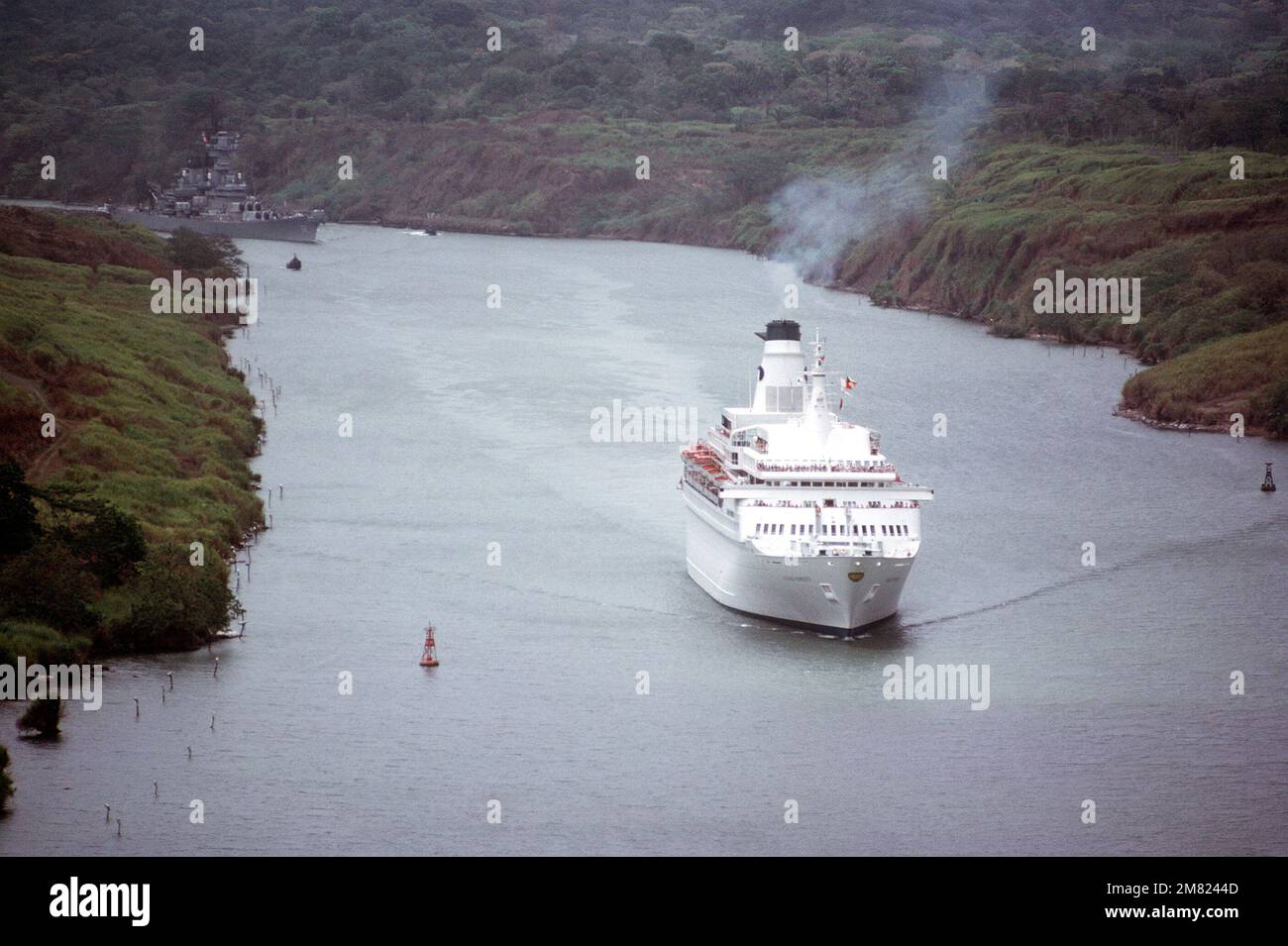 A starboard bow view of the British cruise ship SS ISLAND PRINCESS ...