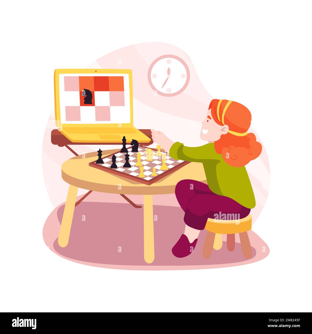 Chess online class isolated cartoon vector illustration Stock Vector ...
