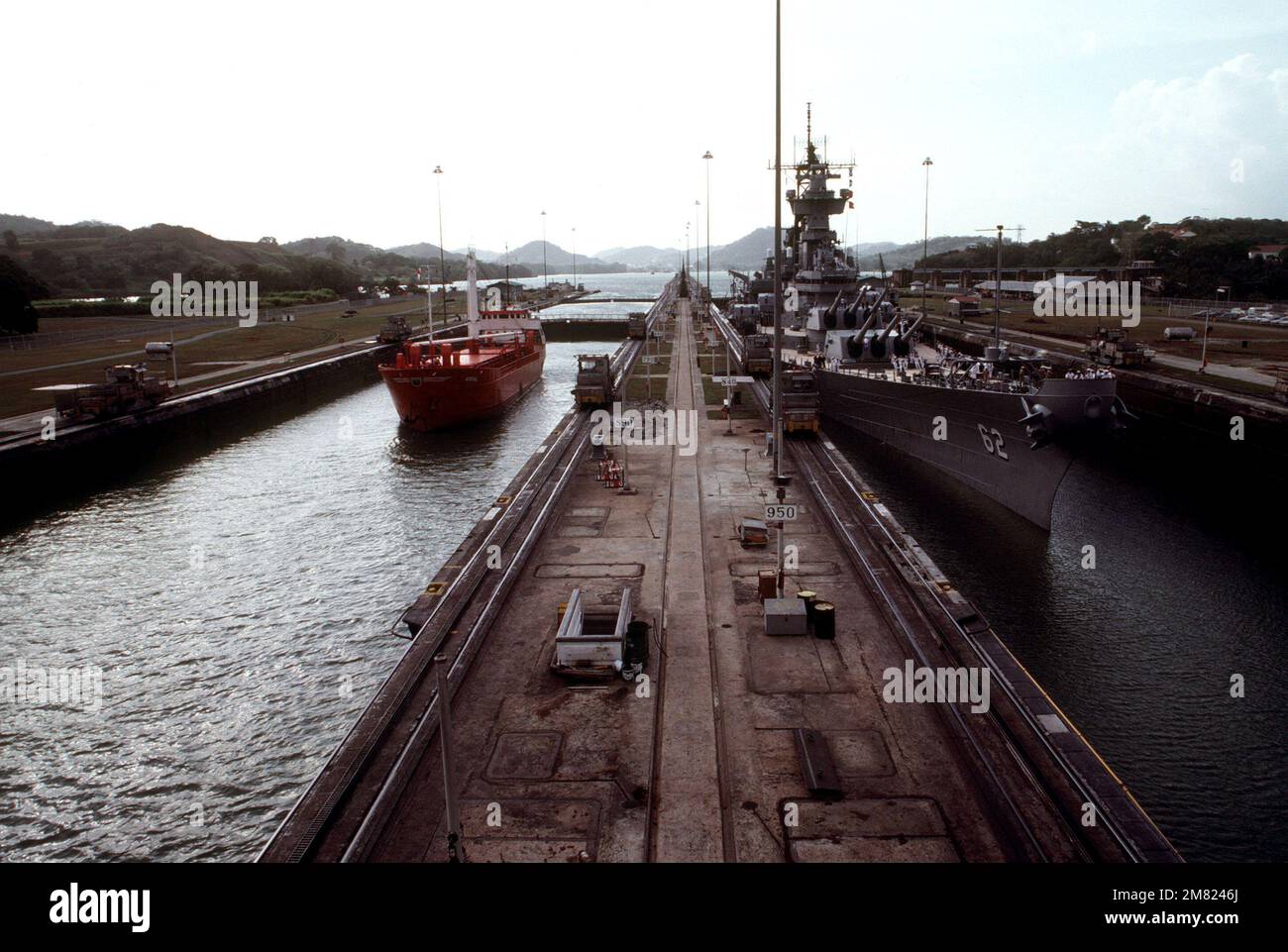 The battleship USS NEW JERSEY (BB 62) in the upper level, east chamber ...
