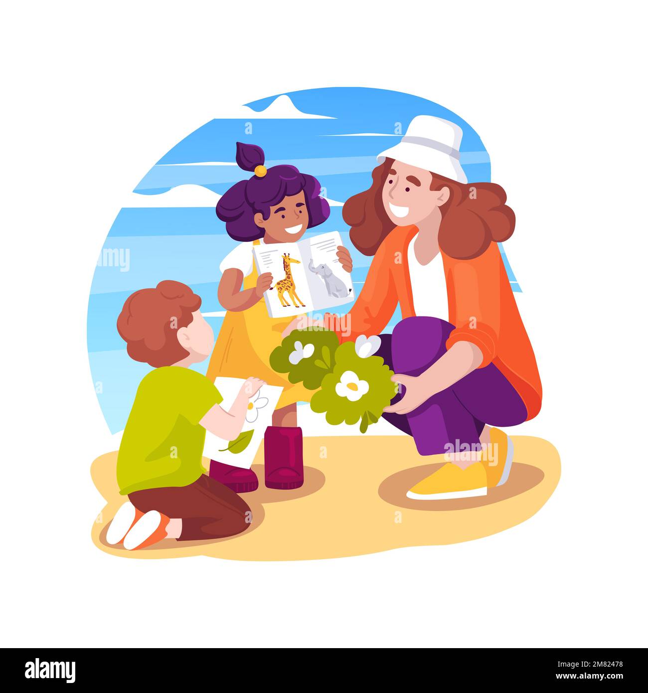 Learning trees and animals isolated cartoon vector illustration Stock ...