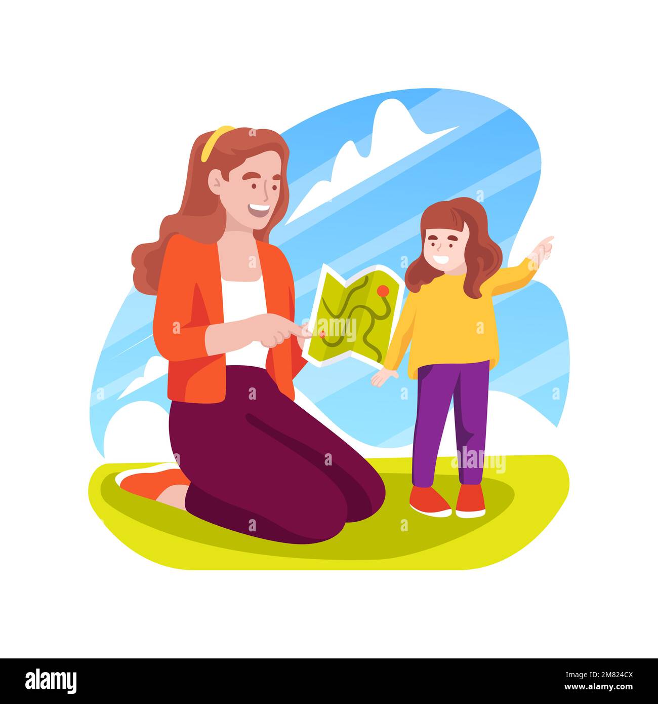 Learn to tell directions isolated cartoon vector illustration Stock ...