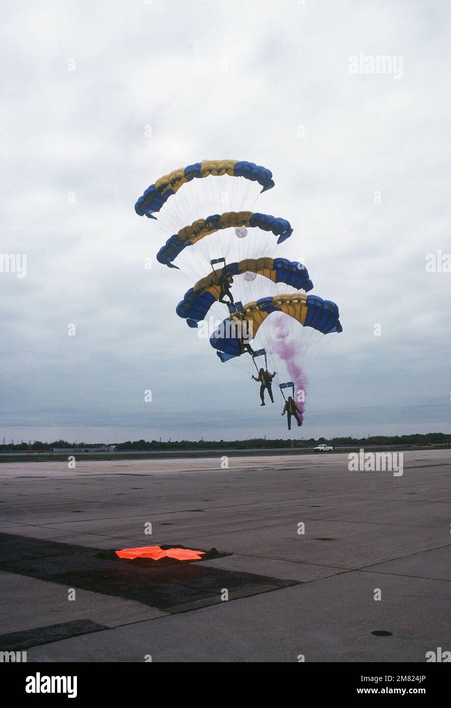 Members of the Navy Special Warfare Group 2 parachute demonstration ...