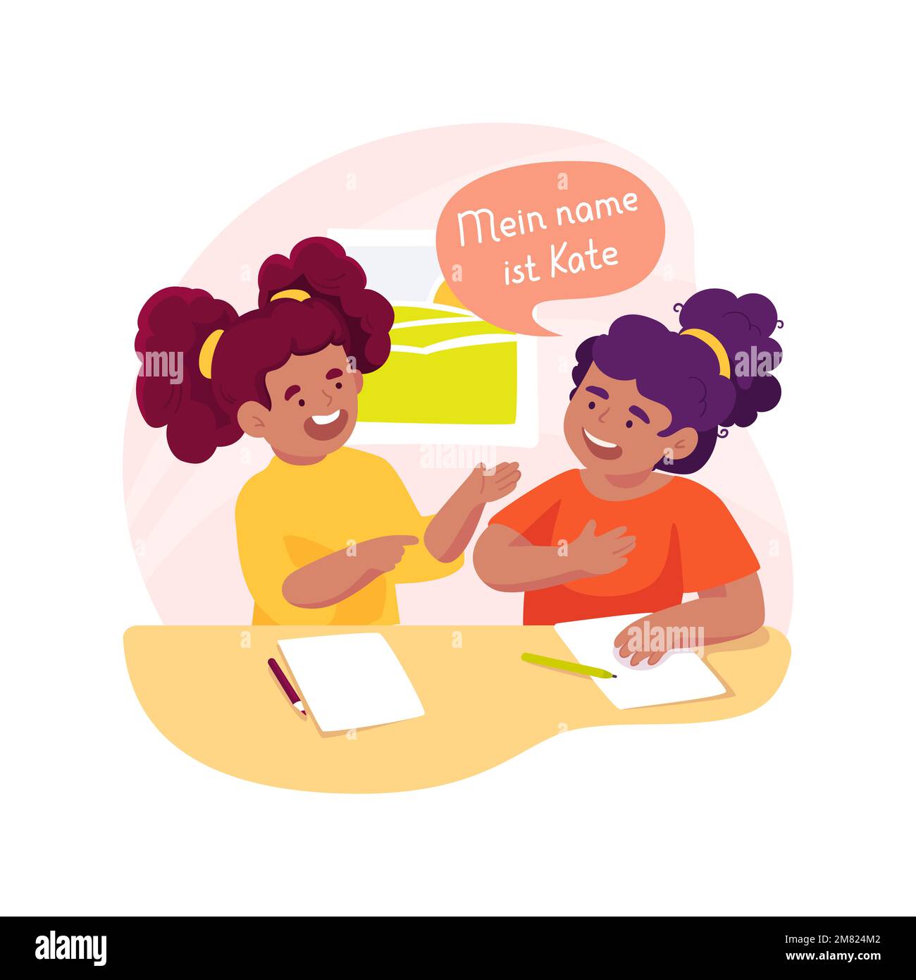 Introducing yourself in foreign language isolated cartoon vector ...