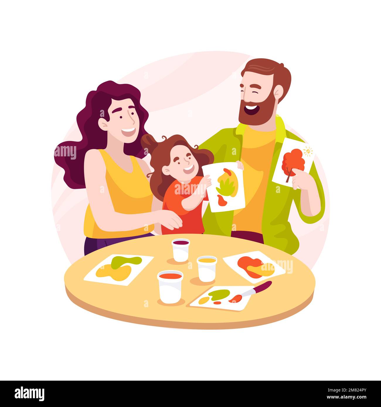 Drawing with parents isolated cartoon vector illustration Stock Vector ...