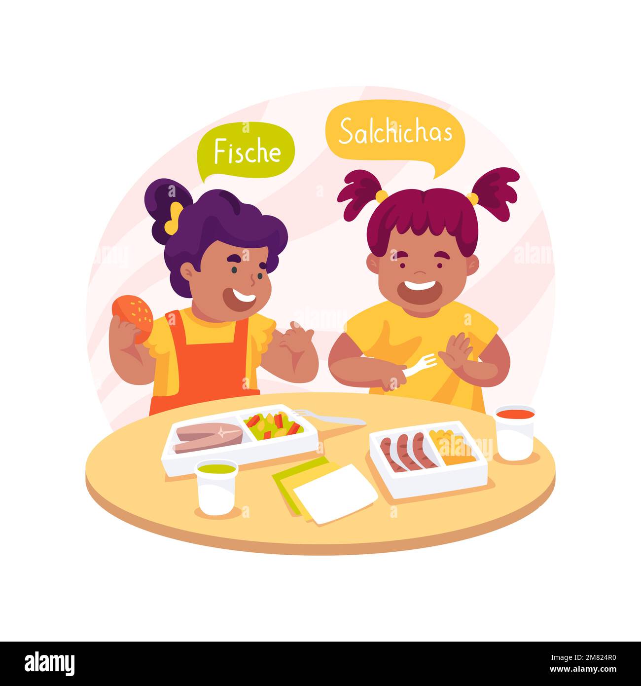 Having traditional food isolated cartoon vector illustration Stock ...