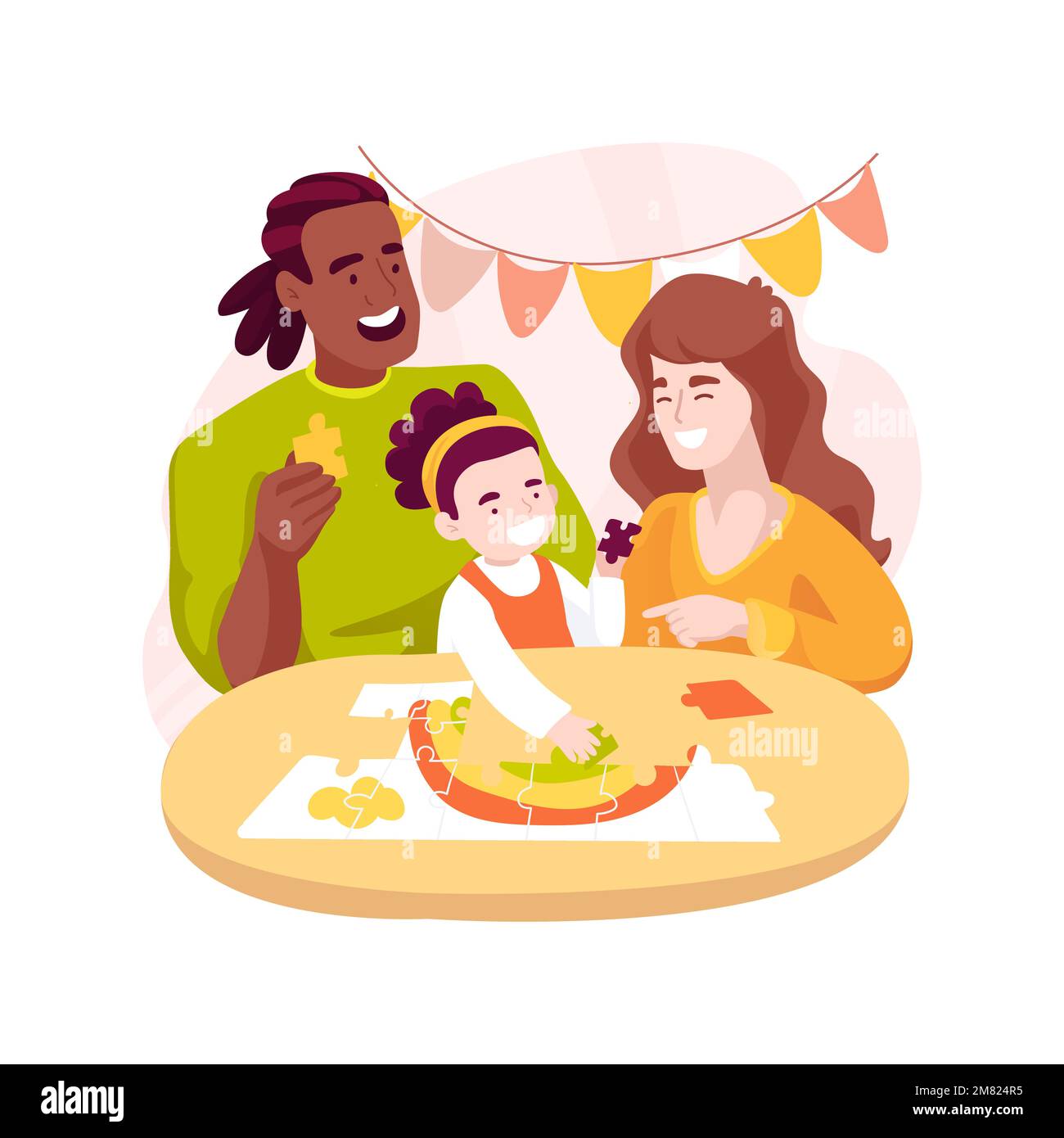 Solving puzzles together isolated cartoon vector illustration Stock ...