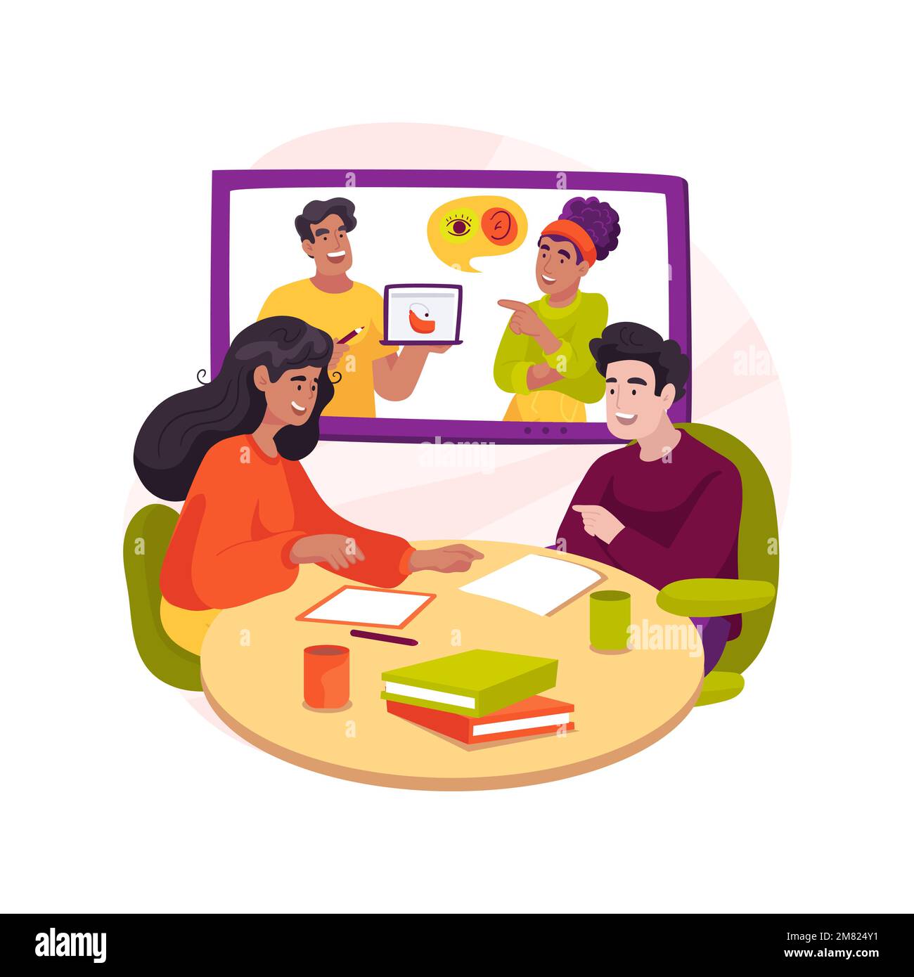 Parent-to-parent contact isolated cartoon vector illustration Stock ...