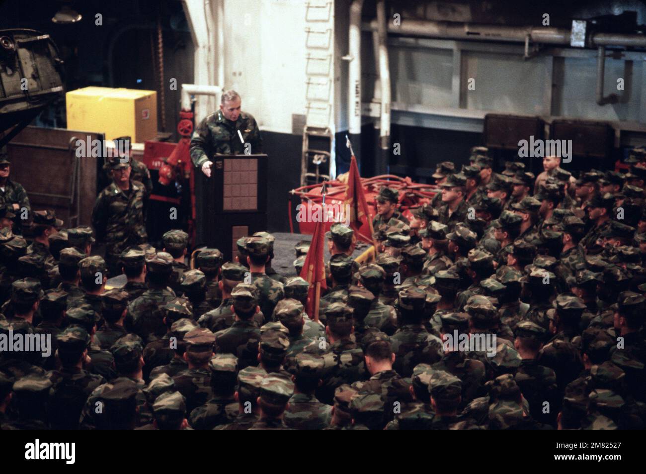 Commandant of the Marine Corps General Paul X. Kelley addresses a group ...
