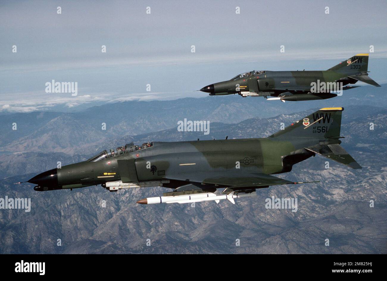 A left side view of an F-4E Phantom II and an F-4G Advanced Wild Weasel ...