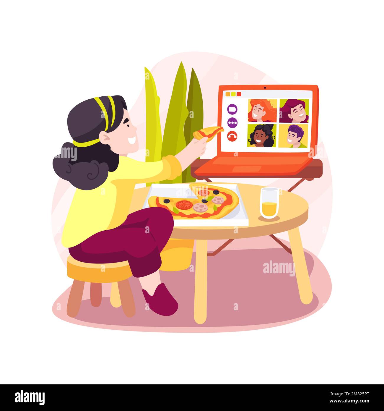 Virtual pizza party isolated cartoon vector illustration Stock Vector ...