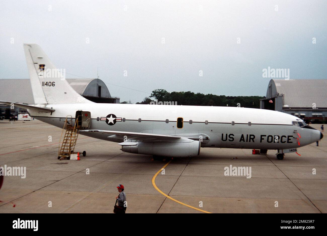 A right side view of an Air Force T-43A navigation training aircraft on display at the ...