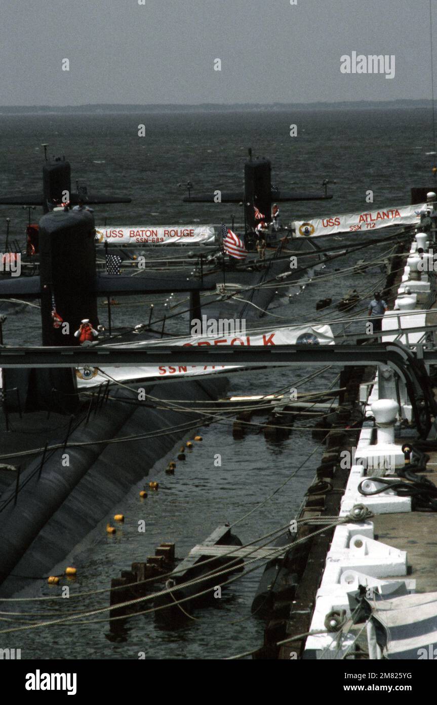 Three Los Angeles-class nuclear-powered attack submarines display ...