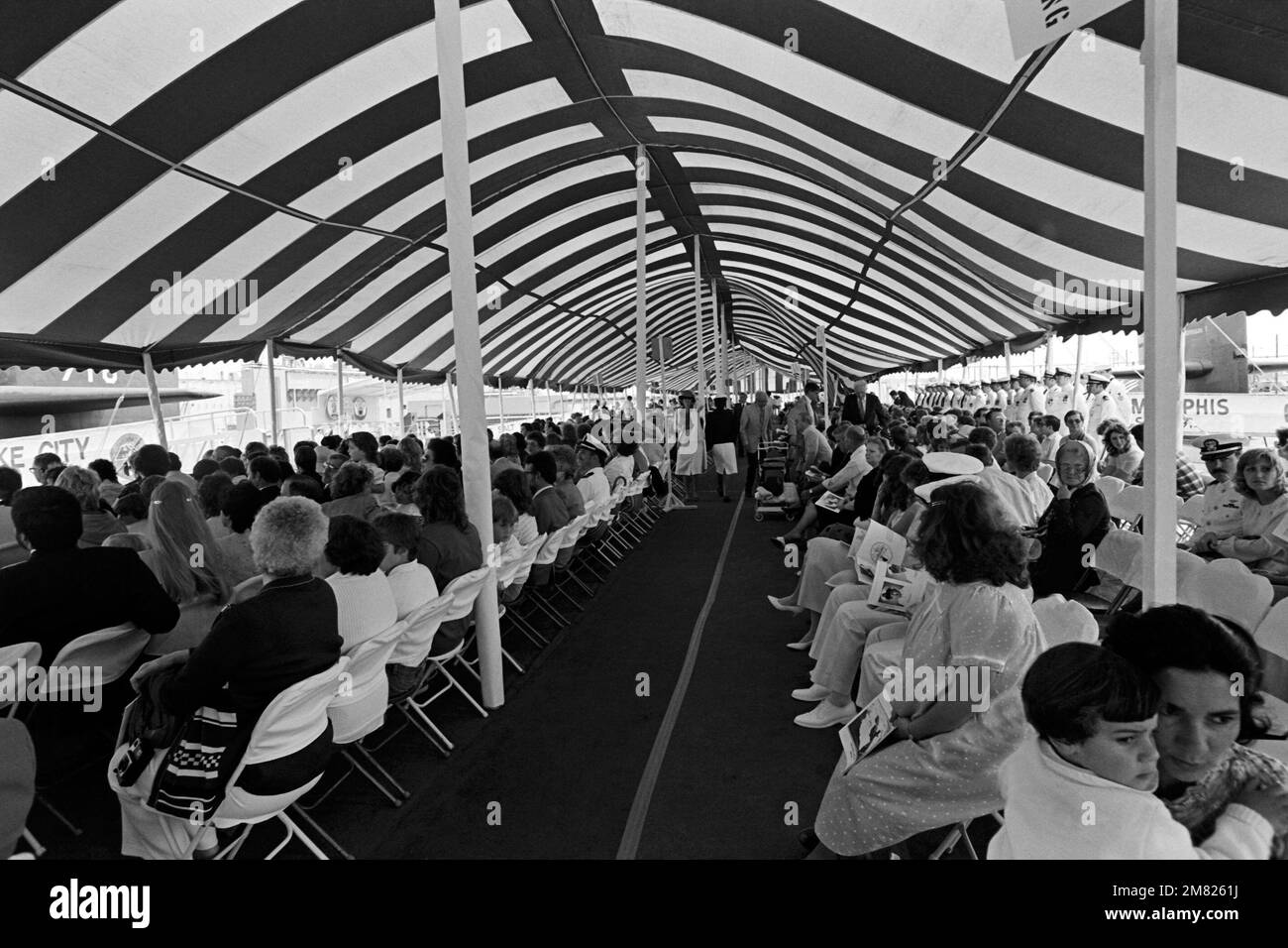 The seating area for guests attending the commissioning ceremony for ...