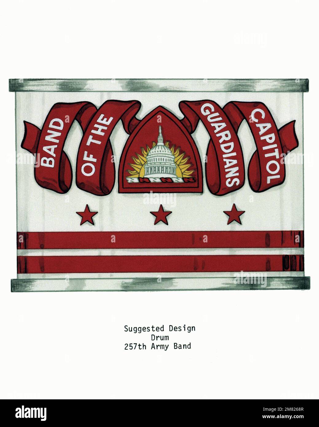 The drum design for the 257th Army Band. Country: Unknown Stock Photo ...