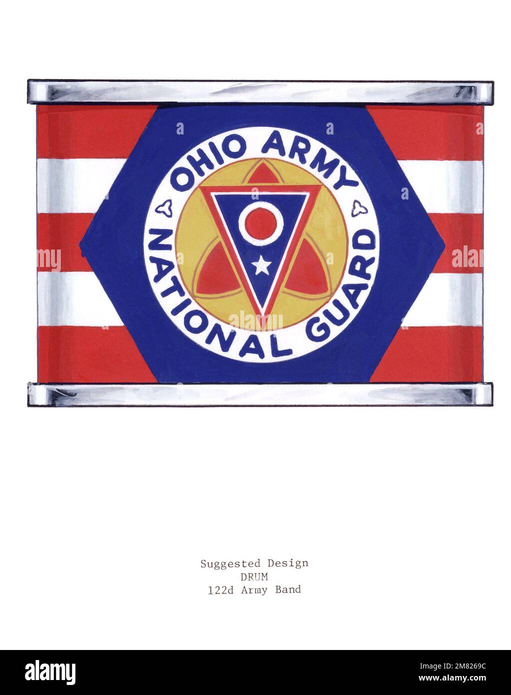 The drum design for the 122nd Army Band. Country: Unknown Stock Photo ...