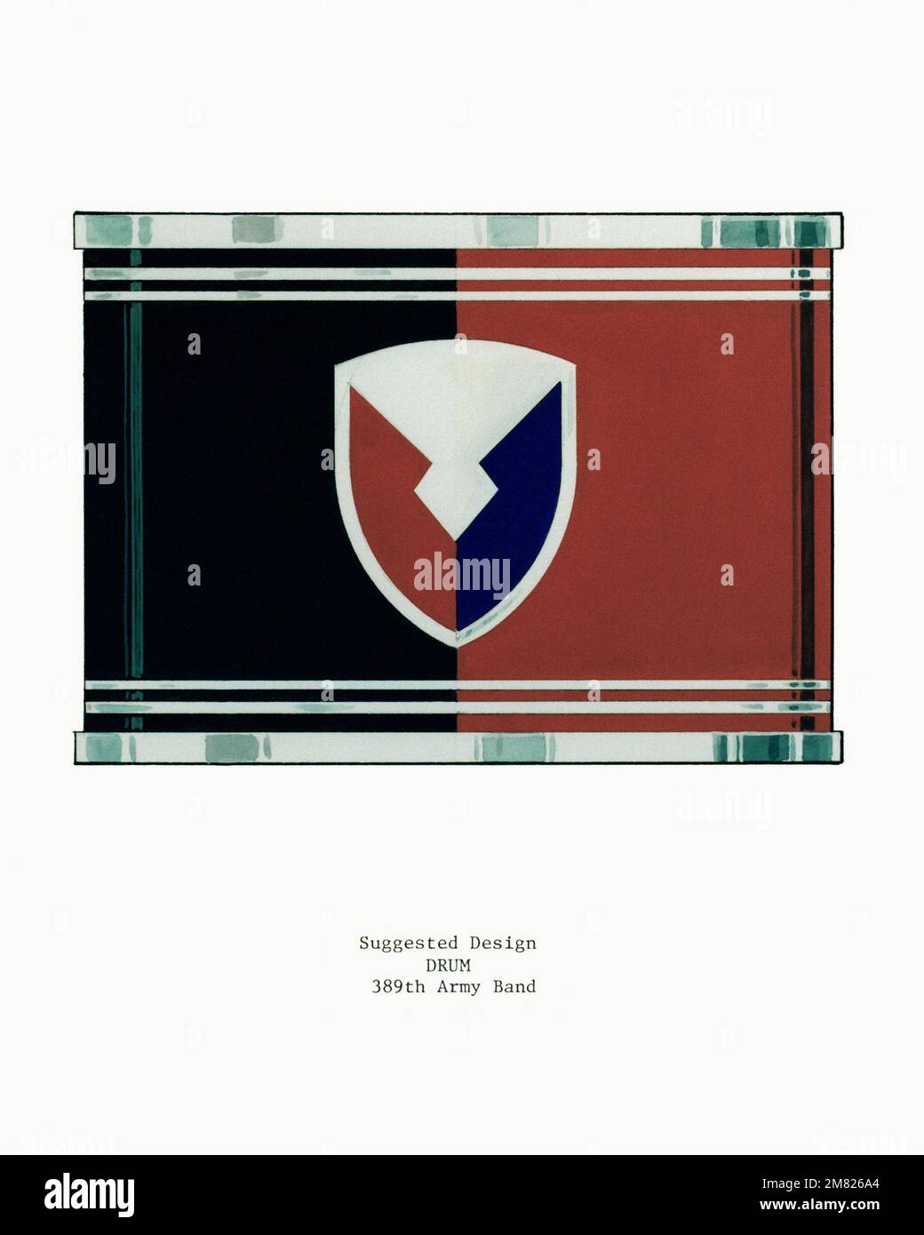 The drum design for the 389th Army Band. Country: Unknown Stock Photo ...