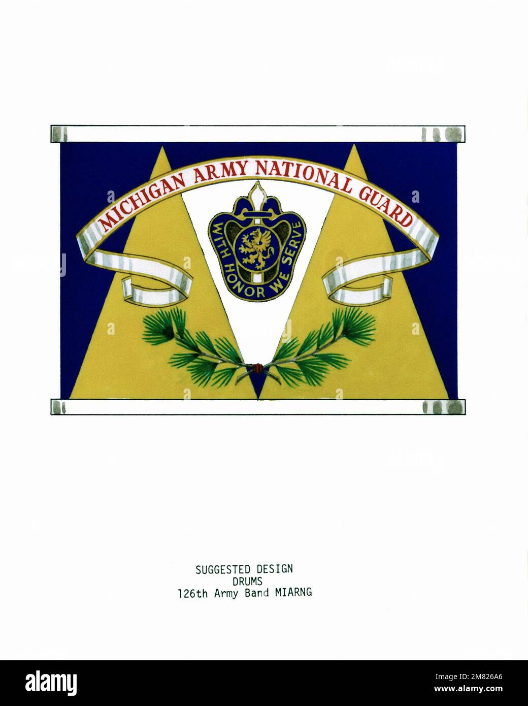 The drum design for the 126th Army Band, Michigan Army National Guard ...