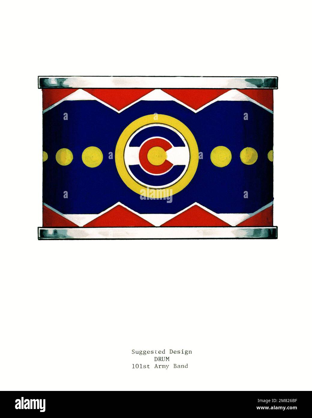 The drum design for the 101st Army Band. Country: Unknown Stock Photo ...