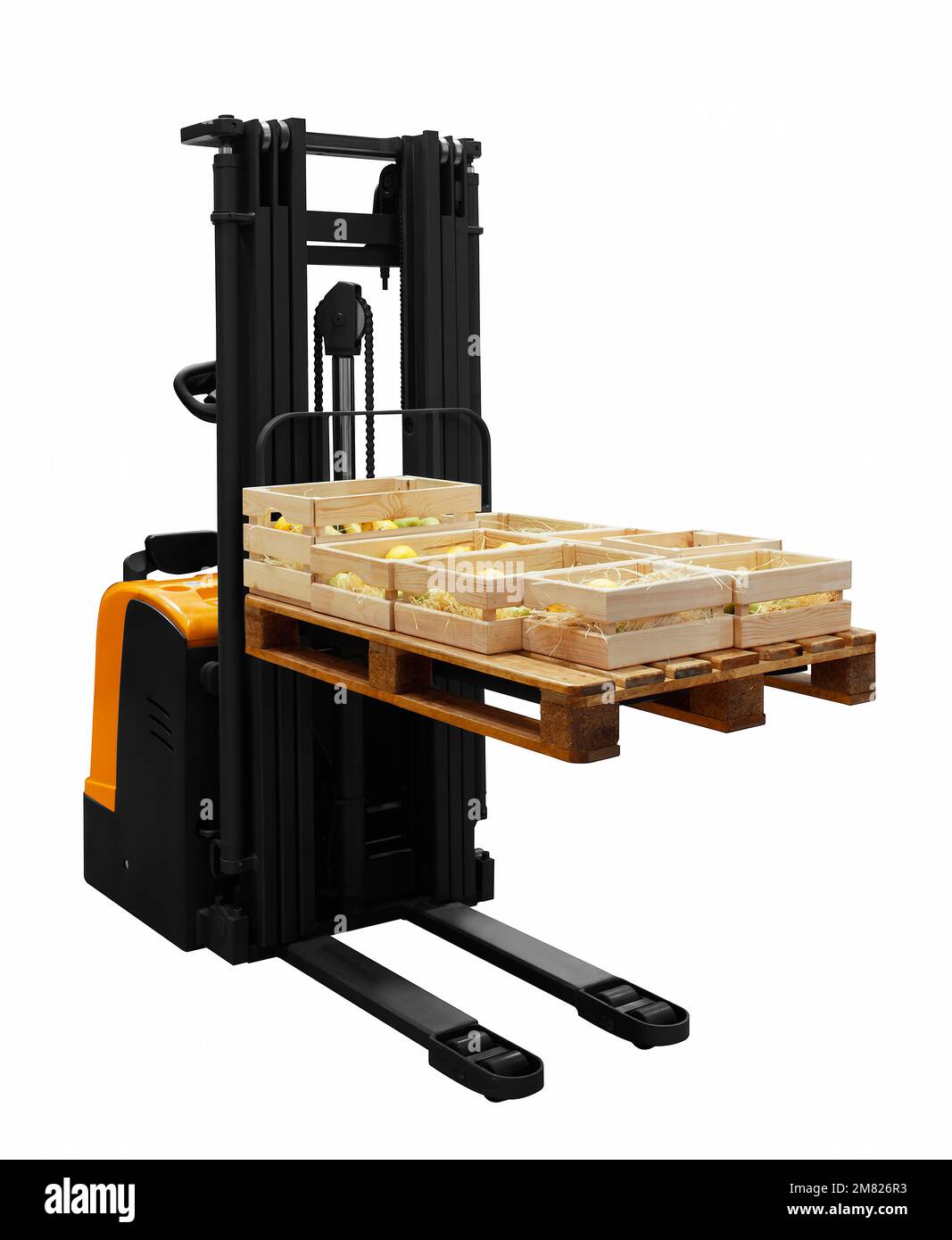 Forklift truck loader isolated on white background Stock Photo - Alamy