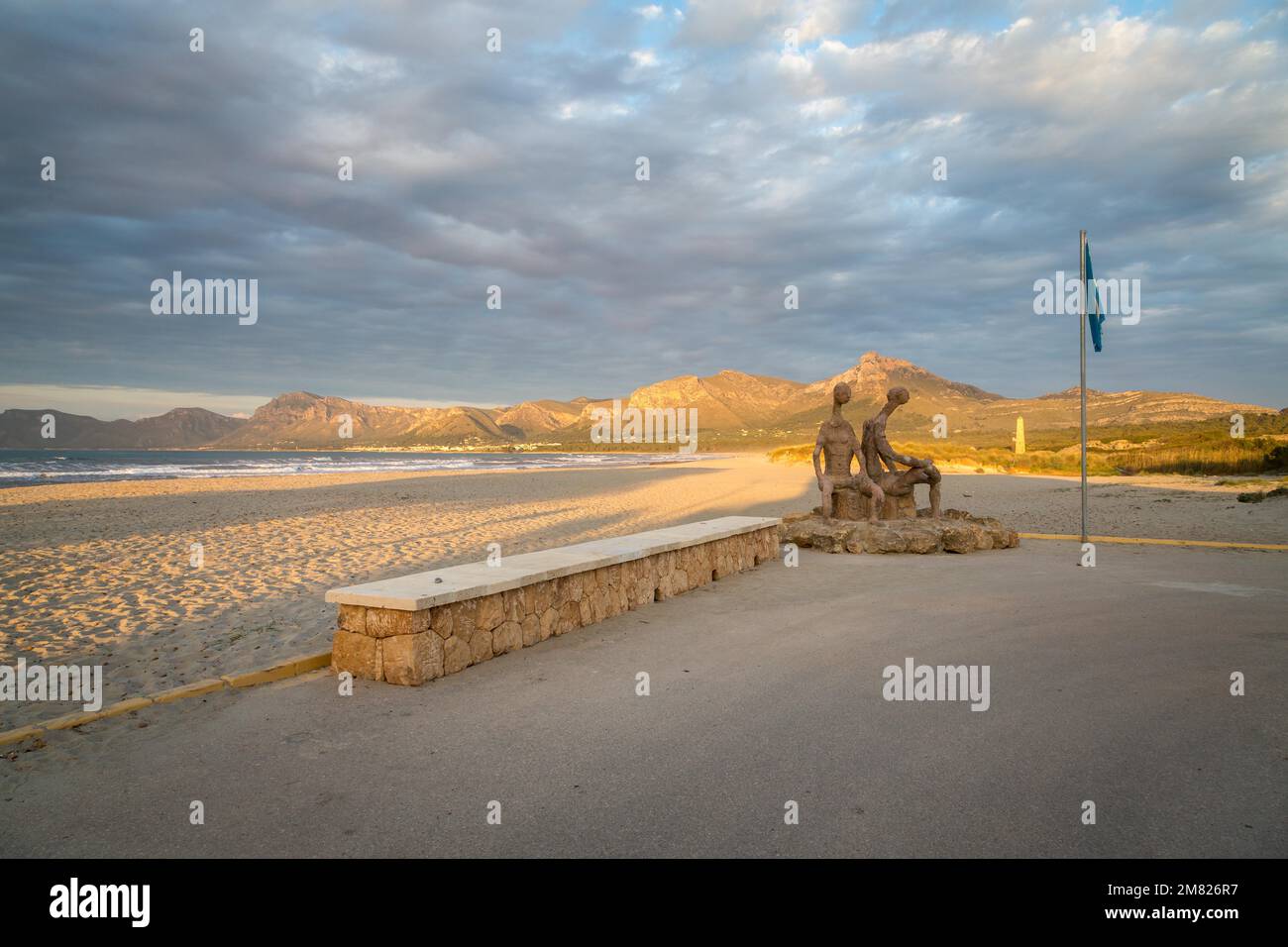Beach promenade with sandy beach Playa Sa Canova in Son Serra de Marina ...