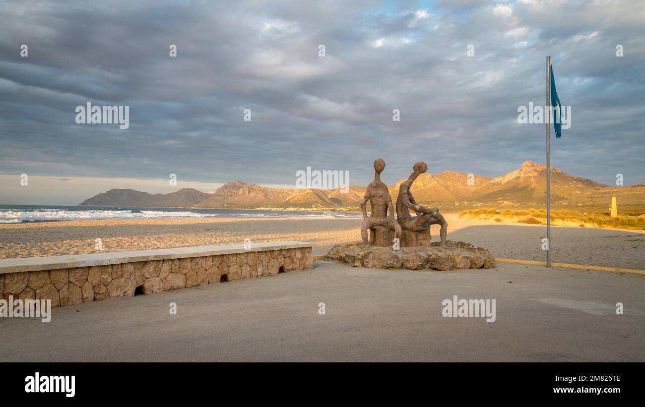 Beach promenade with sandy beach Playa Sa Canova in Son Serra de Marina ...