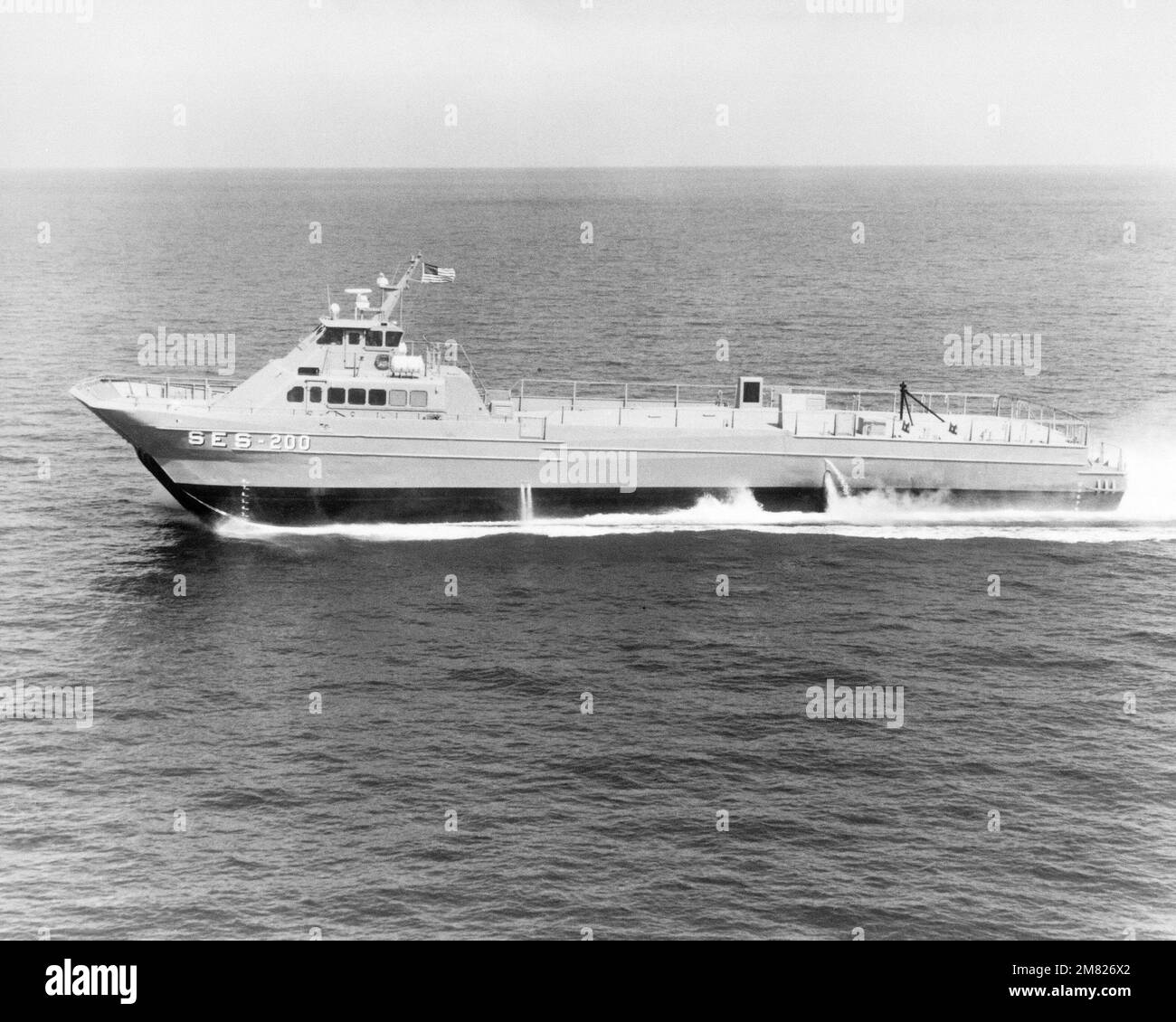 A port beam view of the surface effects ship (SES) 200 underway ...