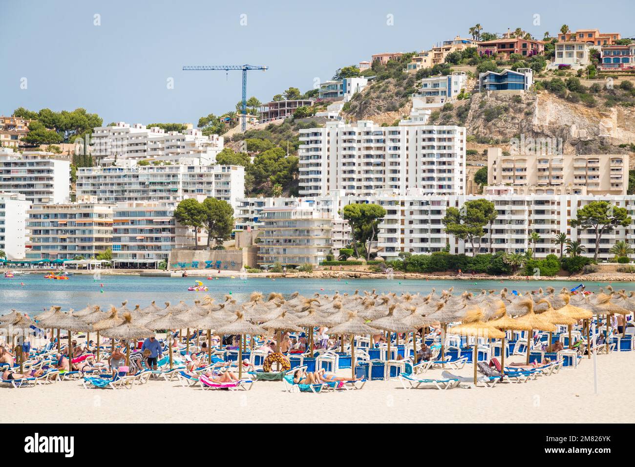 Playa de Santa Ponca beach, high-rise buildings at the back, Santa ...