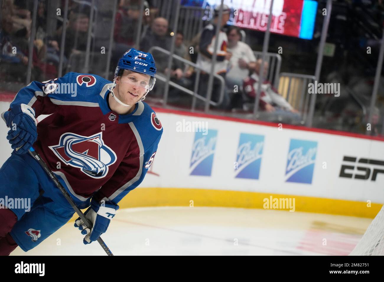 Colorado Avalanche center Ben Meyers (59) in the second period of an ...