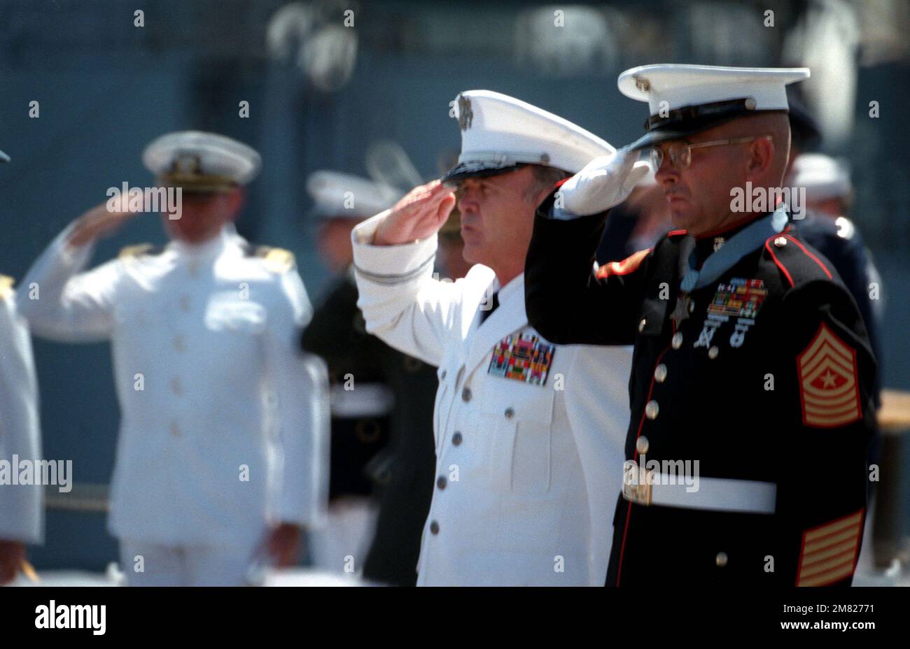 Marine Sergeant Major Allan J. Kellogg, right, Medal of Honor recipient ...