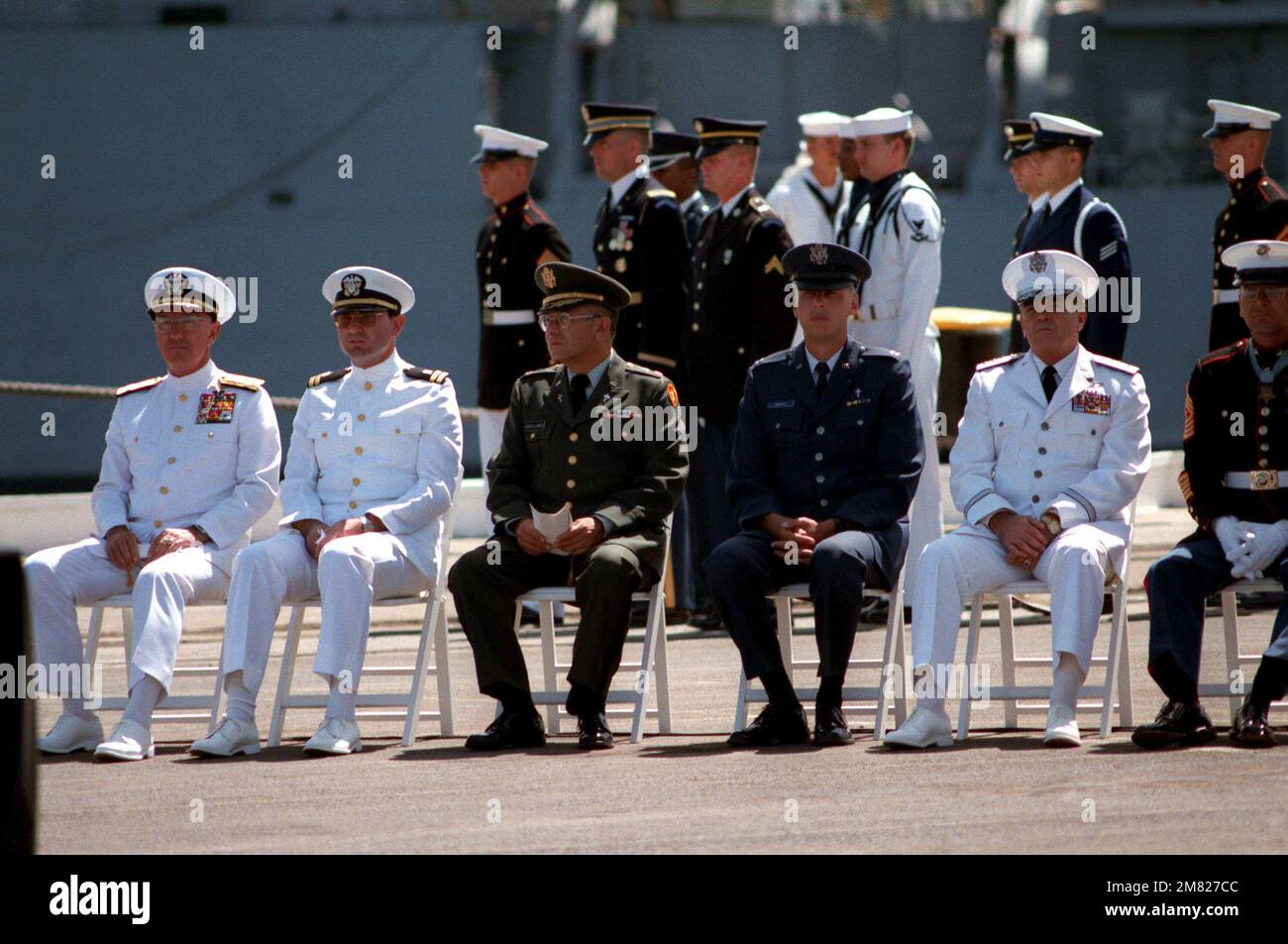 Distinguished guests, including Marine Sergeant Major Allan J. Kellogg ...