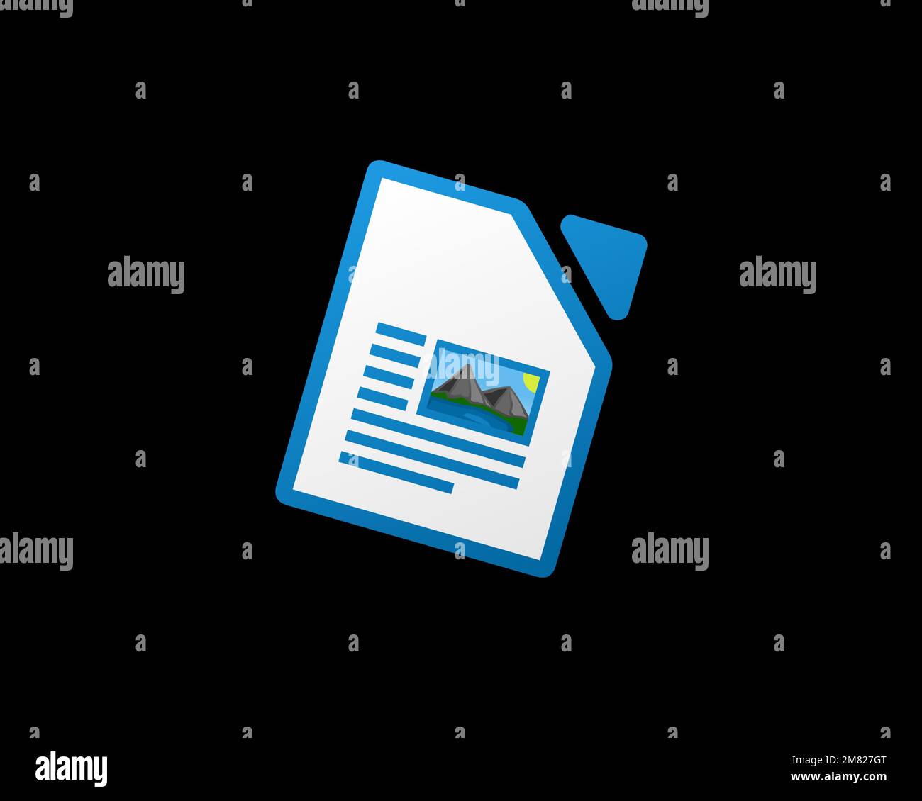 LibreOffice Writer, rotated logo, black background B Stock Photo - Alamy