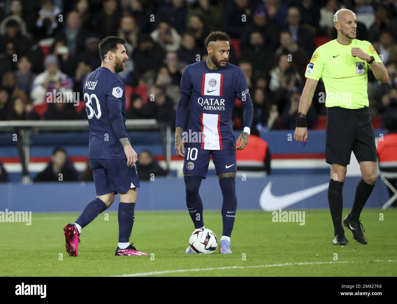 Lionel Messi, Neymar Jr of PSG during the French championship Ligue 1 ...