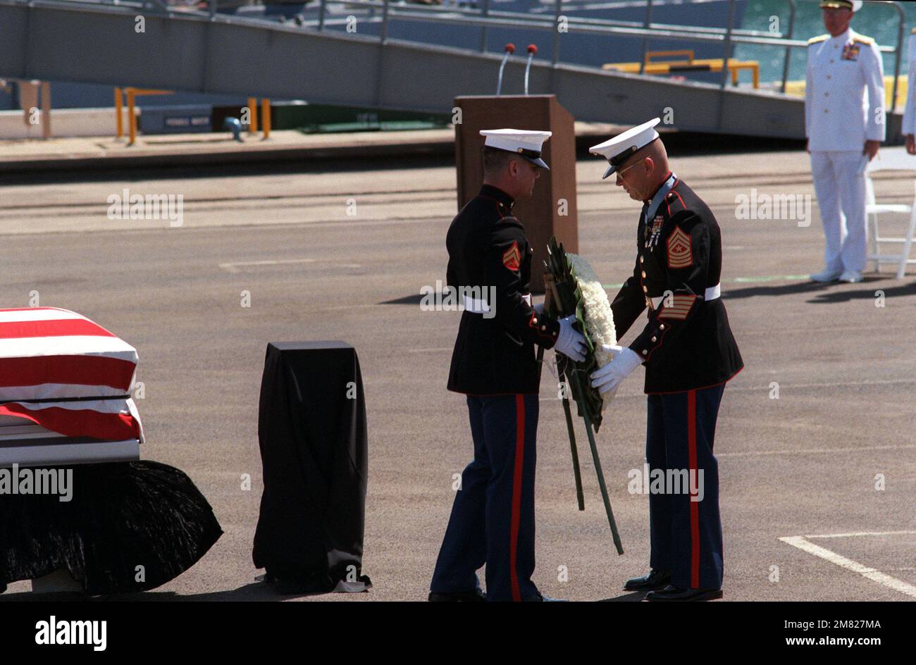 Marine Corps Sergeant Major Alan J. Kellog Jr., right, holder of the ...