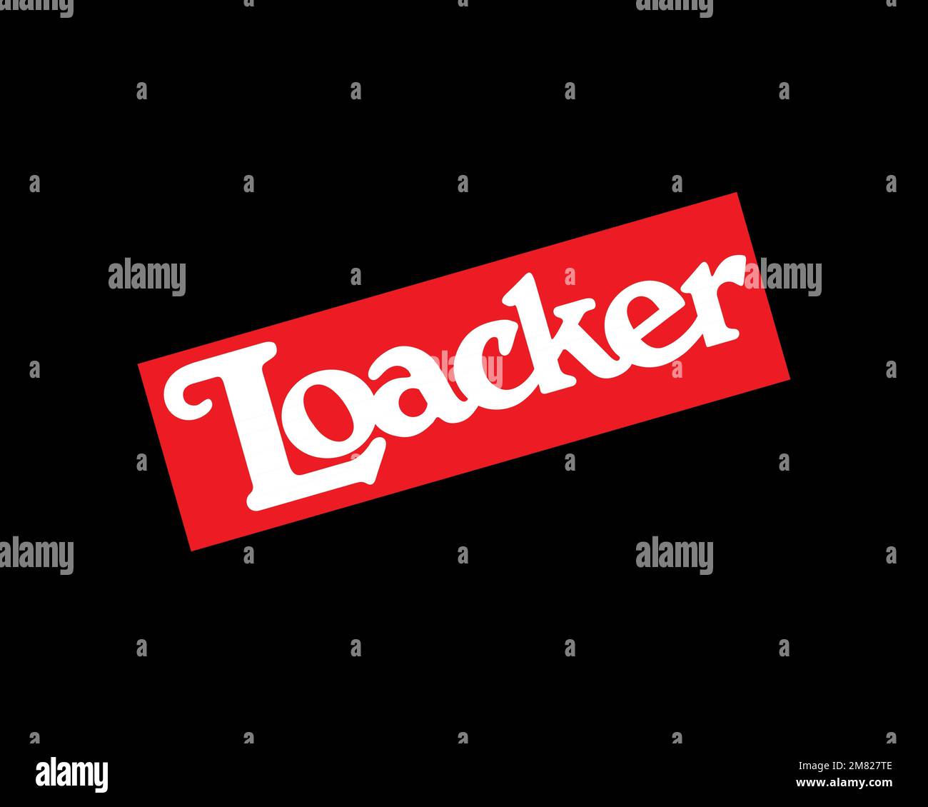 Loacker, rotated logo, black background Stock Photo - Alamy