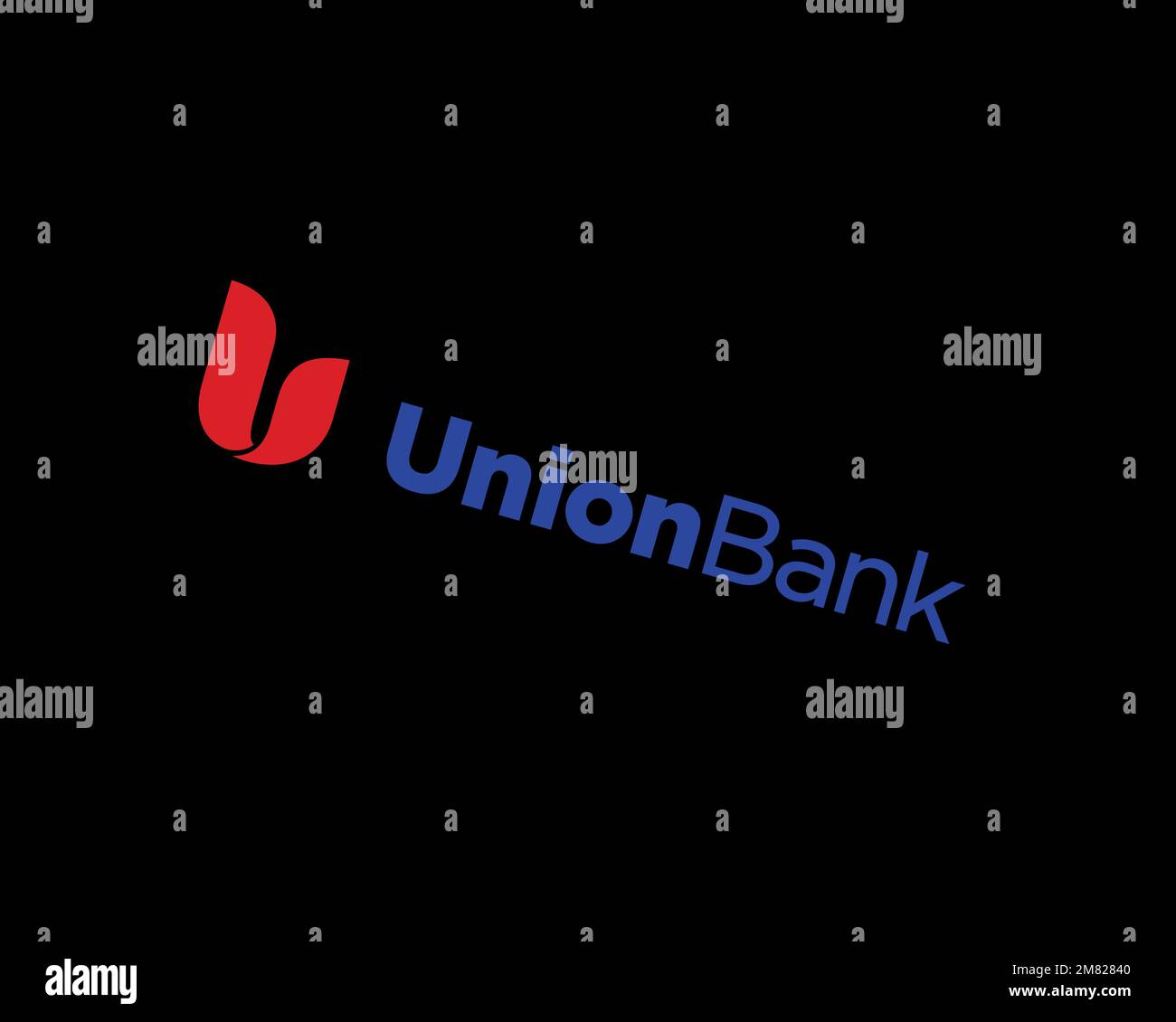 MUFG Union Bank, rotated logo, black background B Stock Photo - Alamy