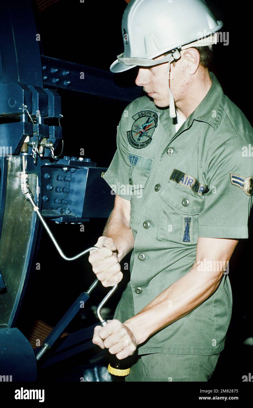 A1C James D. Smith, 390th Missile Maintenance Squadron, prepares a ...