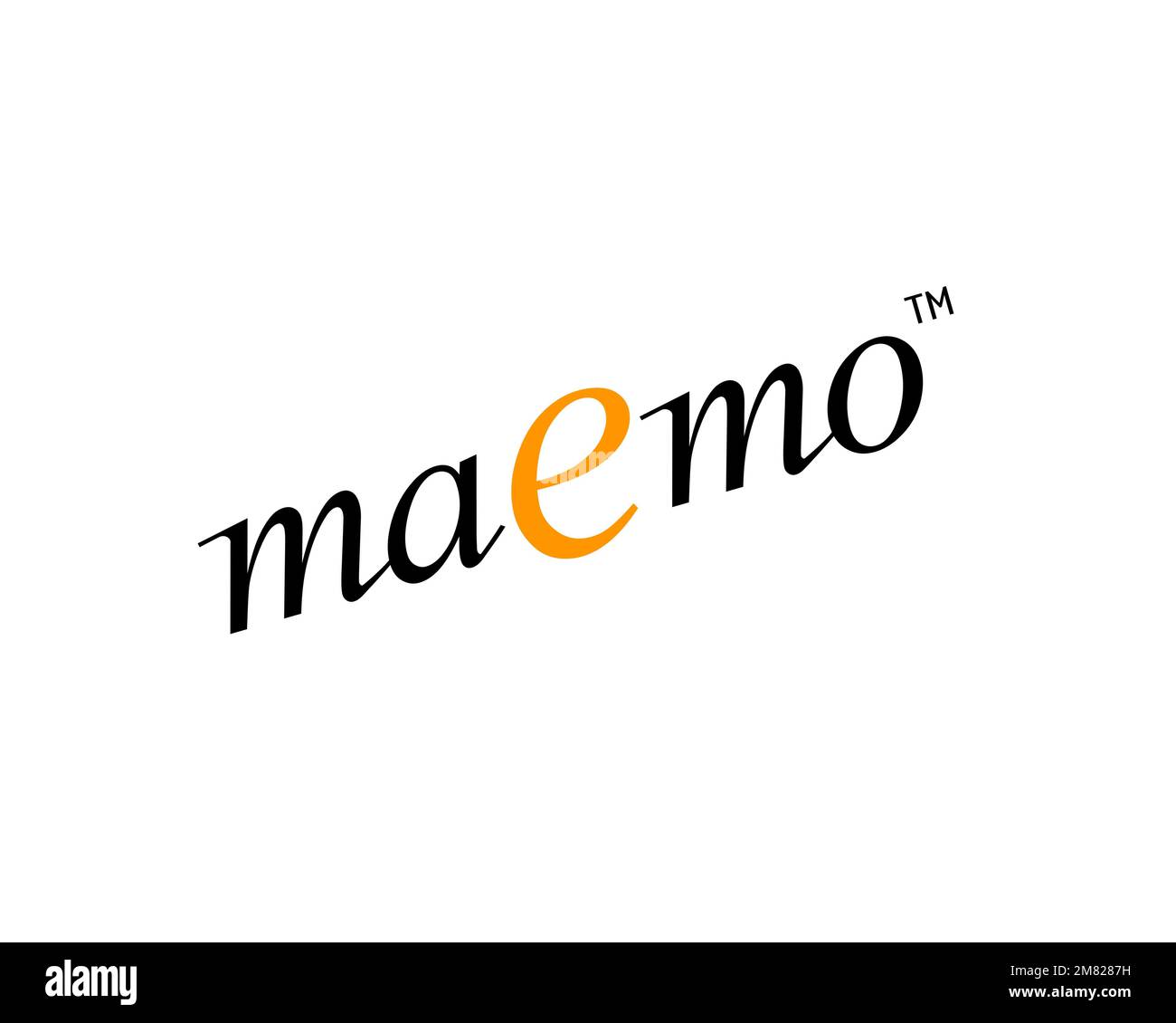 Maemo, rotated logo, white background Stock Photo - Alamy