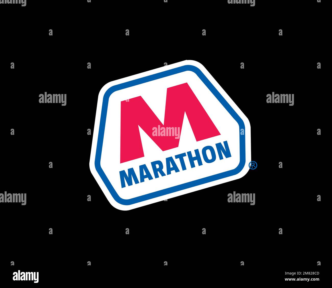 Marathon oil company, rotated logo, black background Stock Photo - Alamy