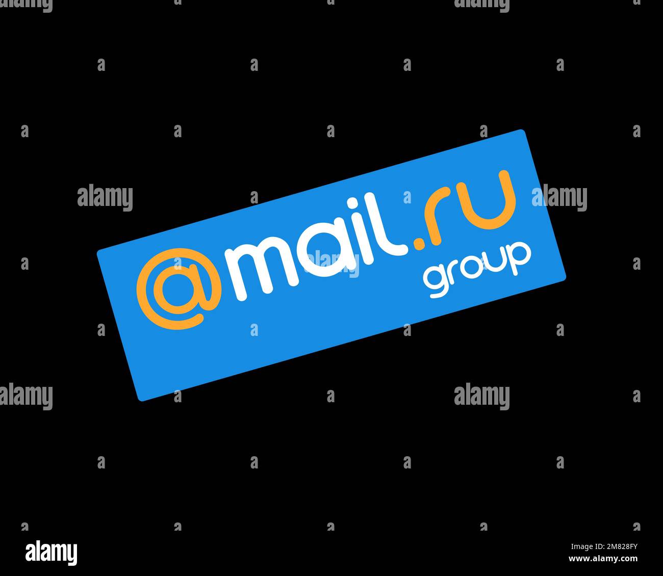 Mail. Ru, rotated logo, black background Stock Photo - Alamy
