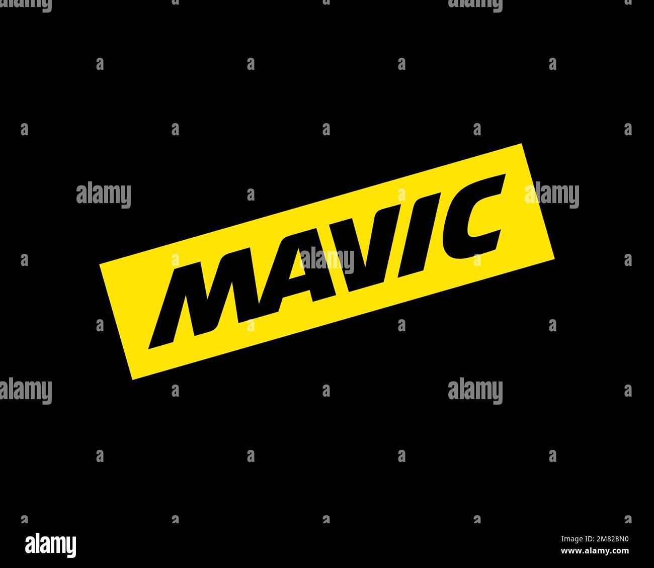 Mavic, rotated logo, black background Stock Photo - Alamy