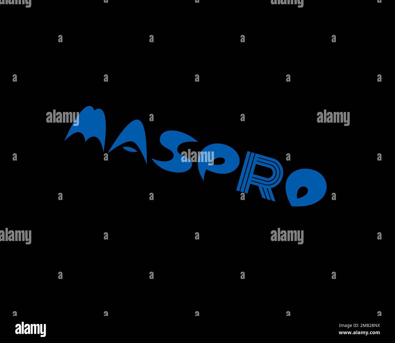 Maspro Denkoh, rotated logo, black background B Stock Photo - Alamy